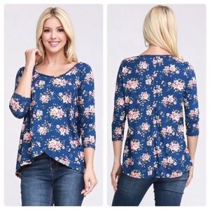 Shop Chic Missy | Tops | Nwt Navy Floral Wrap Top S L Xl | Poshmark